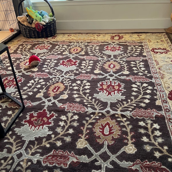 PB Franklin Multi Red Traditional Oriental Style Handmade Tufted 100% ...