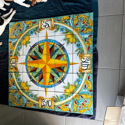 Tile Compass Rose, Art for Your Floor and Wall, Compass Decor, Compass ...