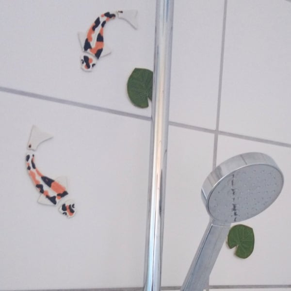 Handmade Ceramic Koi Carp Lily Pad and Lily Flower Tiles, Mosaic Making ...