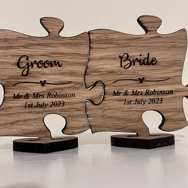Personalised Jigsaw Wedding Placenames Place Settings, Wooden Puzzle ...