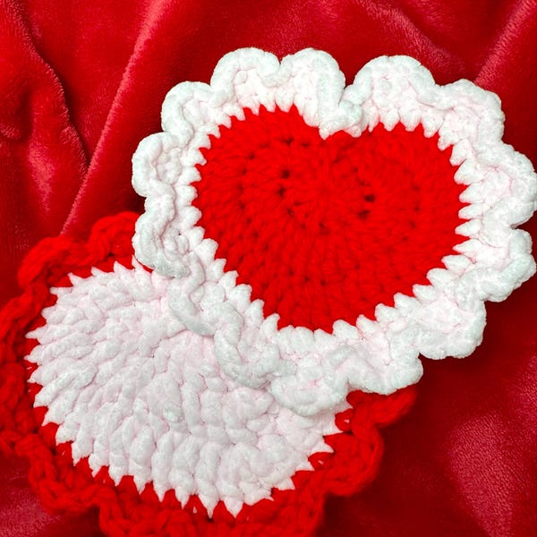 CROCHET PATTERN - Easy Heart Coaster Crochet Pattern Cute Valentine's ...