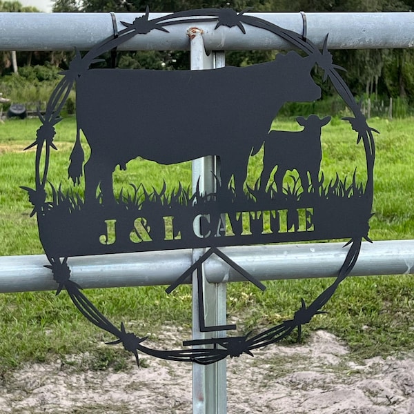 Cattle Brand Metal Sign, Custom Name Sign, Livestock Brand Metal Wall ...