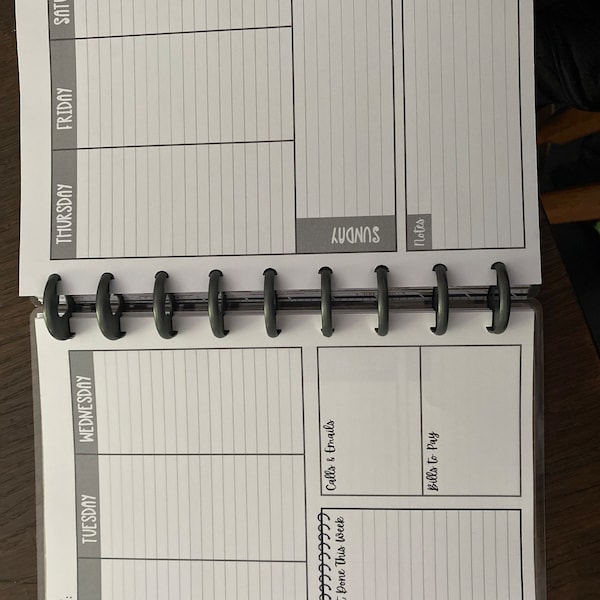 Undated Hourly Planner Inserts for Classic 9 Disc Planners Monday to ...