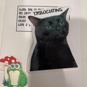 Dissociating Sticker, Zoning Out Black Cat Meme, Dissociative Sticker ...