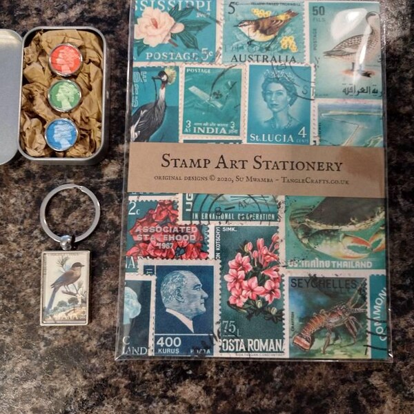 Bird Postage Stamp Keyring - Single or Mixed Set | Real Upcycled ...