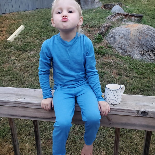Merino Wool Kids Long Sleeve Shirt & Toddler Leggings Two Piece Set ...