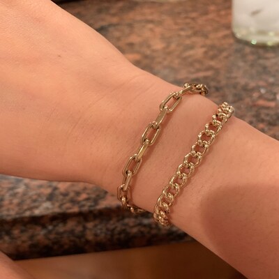 14k Gold Large Open Link Chain Bracelet - Etsy