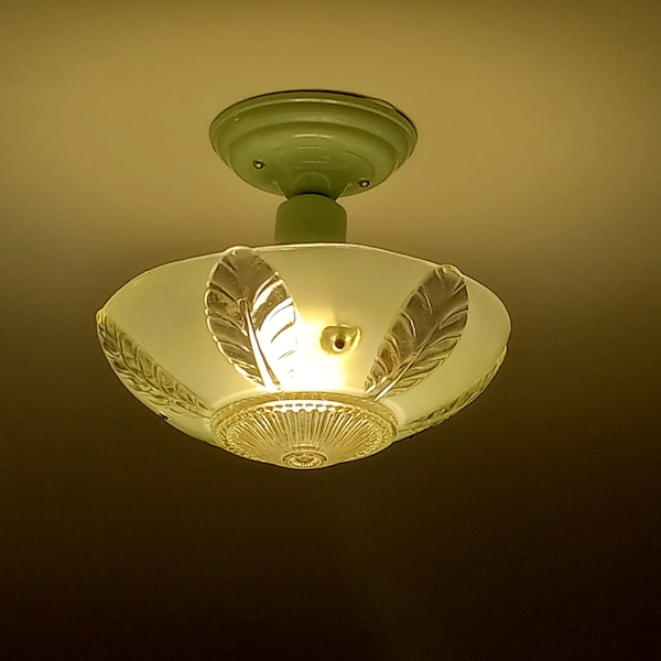 LOOK!!! NEW Antique Brass 3-chain Light Fixture -vintage Art Deco Shade ...