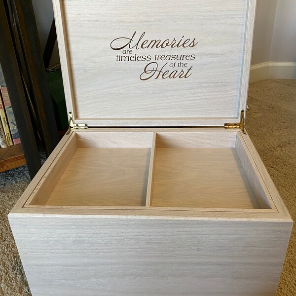 Personalized Whitewashed Oak Wood Memory Box, Extra Large Keepsake Box ...