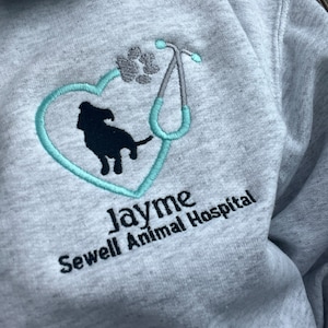 Full Zip Vet Tech Jacket With Sleeve, Vet Assistant Hoodie With Pockets ...