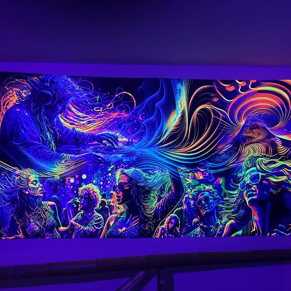 Rainbow Spiral Tunnel Fractal Psychedelic UV Reactive Blanket ...