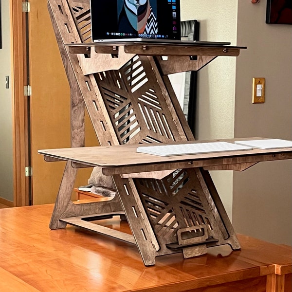 Standing Desk Laptop Stand, Wood Work Station, Laptop Stand, Modern ...
