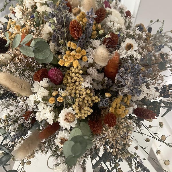 Neutral Rust Lavender Wildflowers Bouquet / Eucalyptus Greenery Bouquet ...
