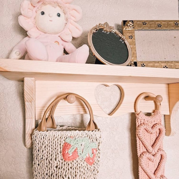 Rustic Wooden Heart / Infinity Shelf With Peg Hangers - Etsy
