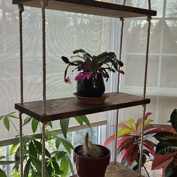 Window Plant Shelf | Hanging Window Shelf {3 Tiered} | Window Floating ...