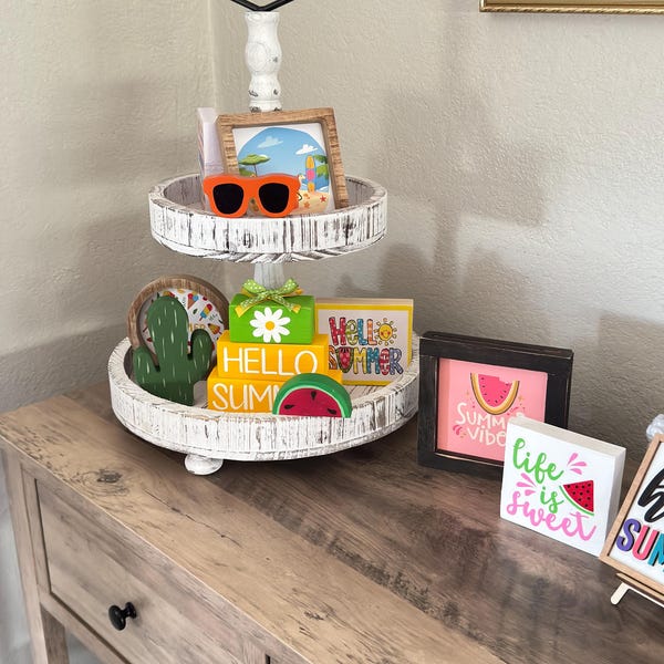 SUNGLASSES, SUN and SUMMER Signs | Wooden | Tiered Tray Decor ...
