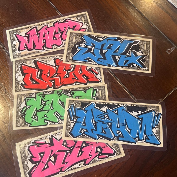Graffiti Letters on Money, Cash, Dollar Bill. Personalized Custom ...