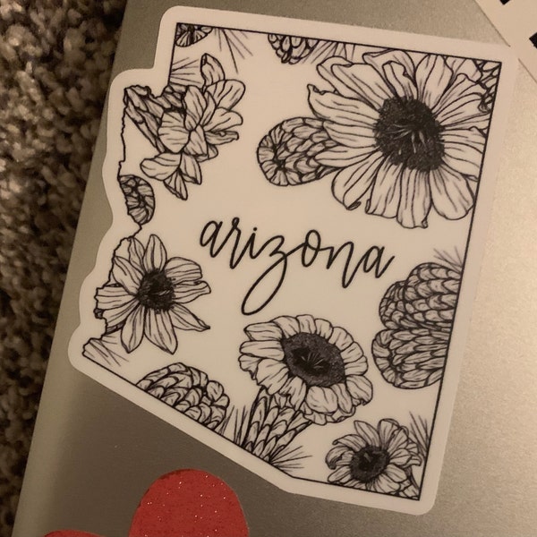 Arizona Sticker | AZ State Flower | Saguaro Cactus Blossom | Floral ...