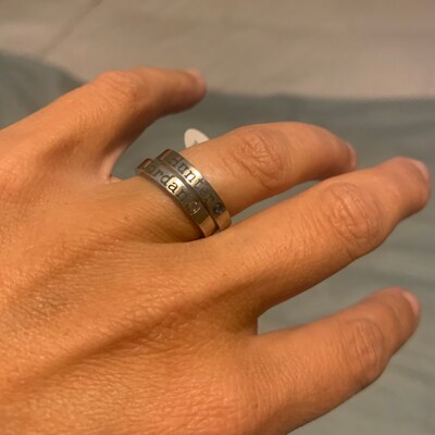 Engraved Stacking Name Ring With Birthstone, Personalized Stackable ...