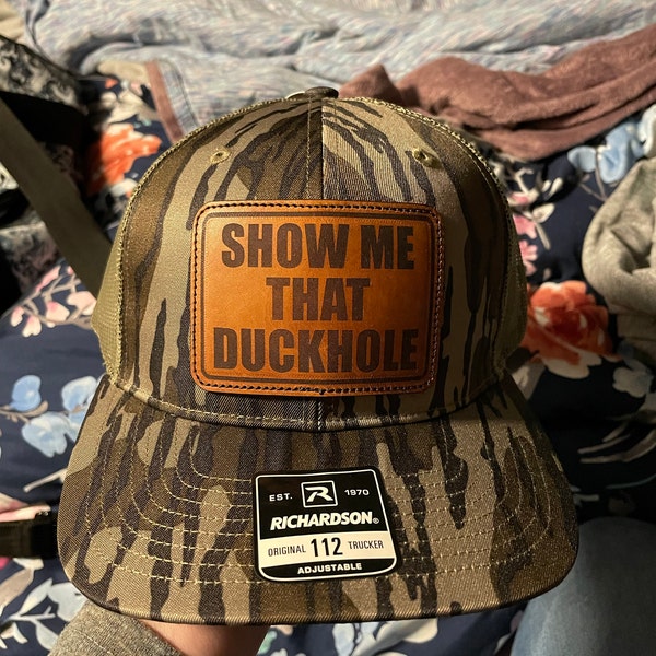 Bottomland Camo Richardson 112 Snapback Trucker Show Me That Duckhole Duck Hunting Leather Patch ...