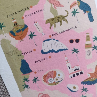 Colombia Illustrated Map / Print /wall Art / Travel Gift - Etsy