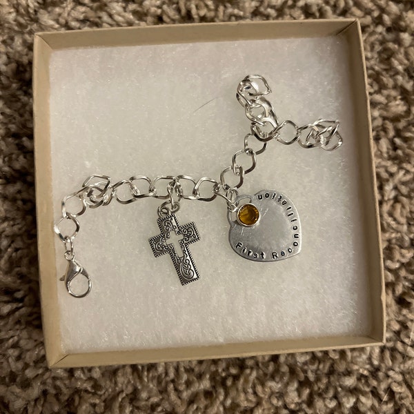 FIRST Reconciliation Girl Gift Hand Stamped Heart Necklace. Communion ...