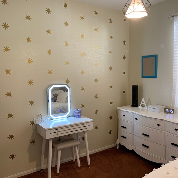 Gold Ceiling Decals. 2 Inch Stars. 8 Point Star Decals. Geometric Wall ...