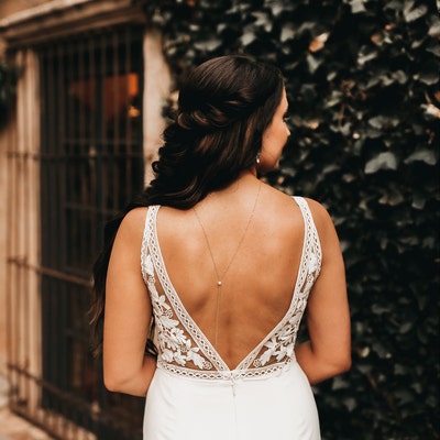 Golden Back Necklace Back Chain Minimalist Bridal Back - Etsy