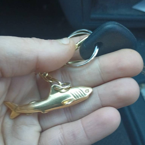 Vintage 1980's Brass Shark Keychain - Etsy