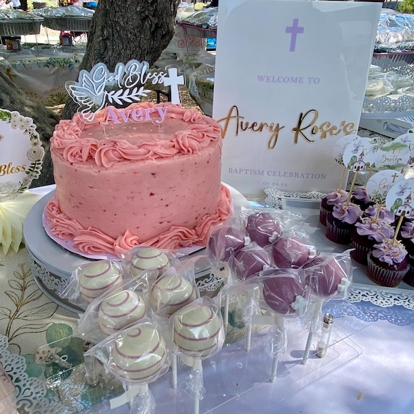 Baptism Cake Topper I God Bless Cake Topper I First Communion Cake ...