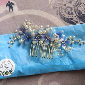 Delicate Bridal 3 Blue Hair Pins, Rhinestones, Pearls, Jewels, Bride ...
