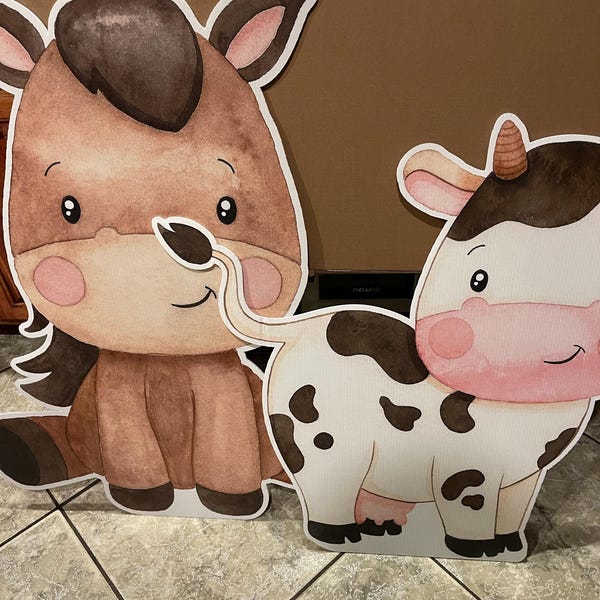 Farm Animal Cutouts Cute Watercolor Farm Cutouts Centerpieces Farm ...