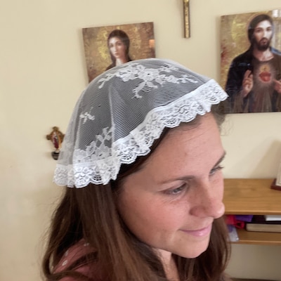 Chapel Round Cap for Mass Small Mantilla Decorated With - Etsy