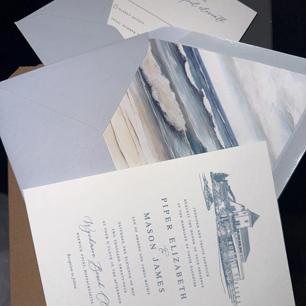 Wavy Modern Floral Wedding Invitation, Colorful Pastel Wedding ...