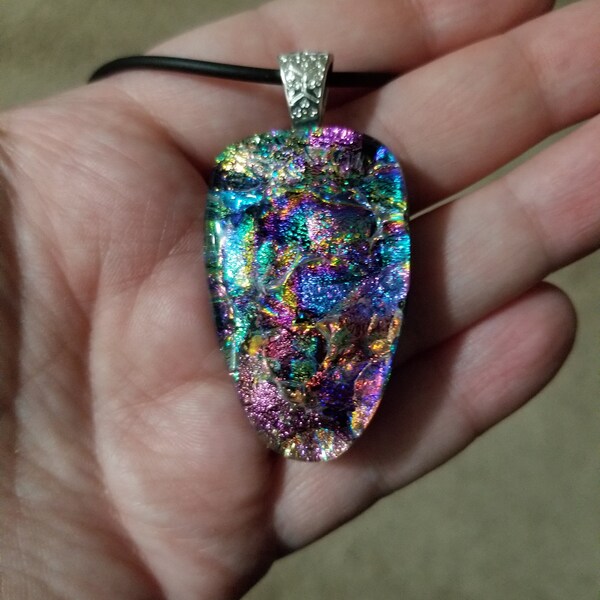 Reactive Fused Glass Pendant, Unique Jewellery, Fused Glass Necklace ...