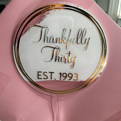 Birthday Cake Topper, 5 Acrylic Round Cake Topper, Custom Cake Topper ...