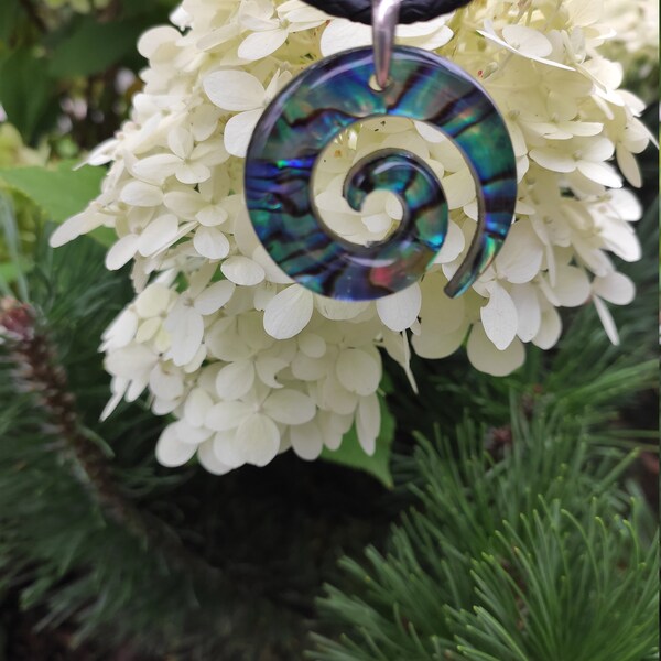 Paua Shell Koru Spiral Necklace - Etsy