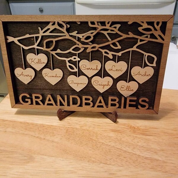 Hanging Hearts Family Frame, Personalized Family Tree, Custom Family ...