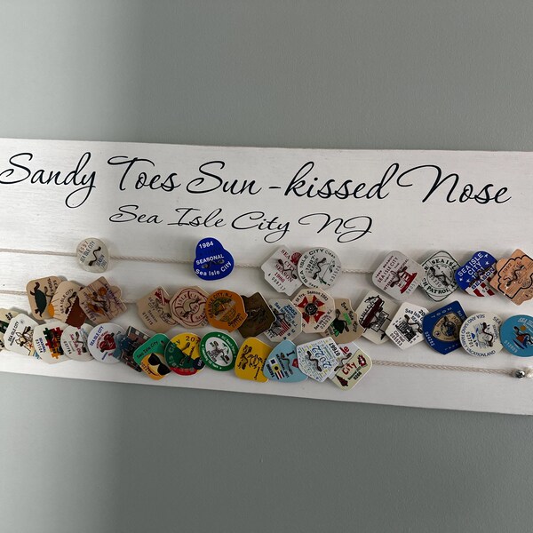 Beach Badge Display With Custom Town, Badge Tag Holder, Collection ...