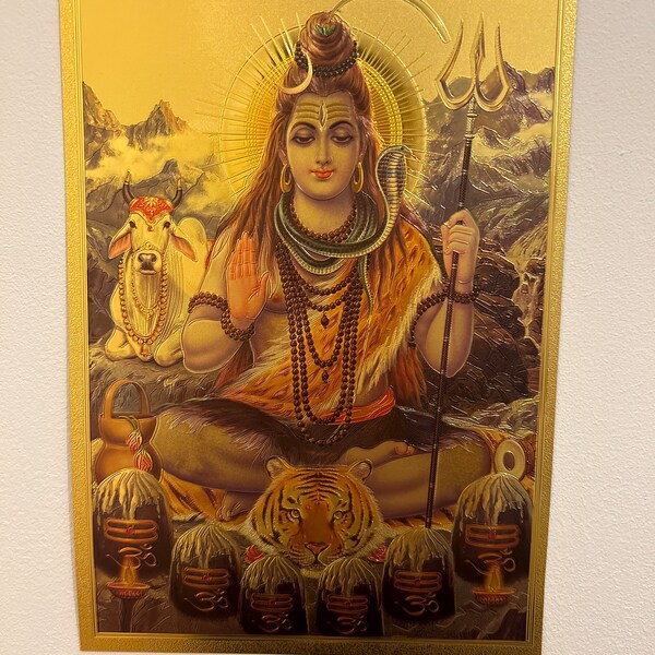 Shiva and Parvati, Sticker and Print - Framed in a Golden Frame or ...