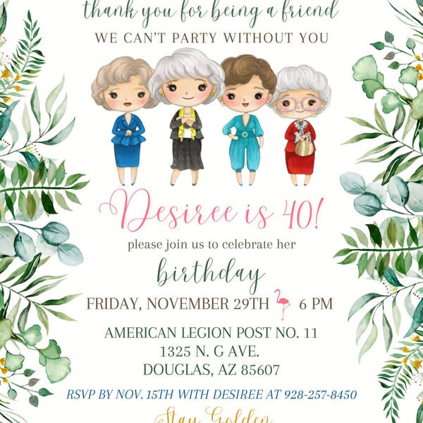 Golden Girls Birthday Invite| Golden Girls Bridal Shower Invite ...