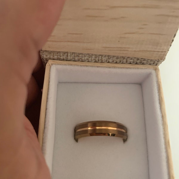 Brown Tungsten Ring, Brown Tungsten Band, Brown and Rose Gold Tungsten ...