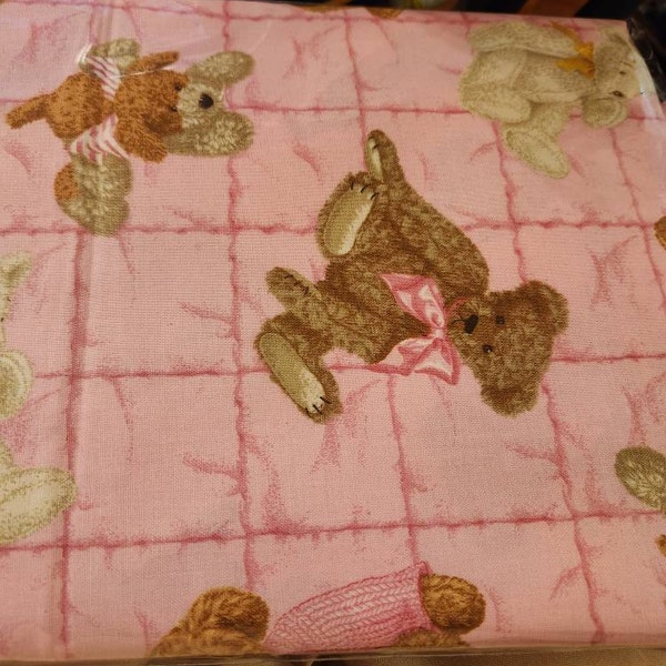 Fabric Traditions Pink Teddy Bear 16433-A Pink Teddy Bear Toss Cotton ...