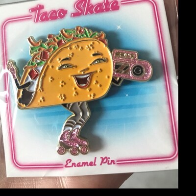 Taco Skate Soft Enamel Pin With Glitter - Etsy