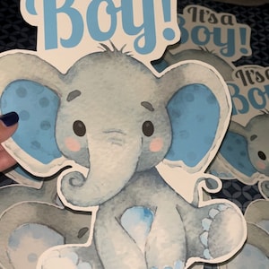 Elephant SVG Set, 4 Boy Elephants With Blue Ears, Polka Dot, Cute ...