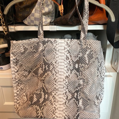 Natural Python Leather Soft Tote Bag Slouchy Leather Tote Bag - Etsy