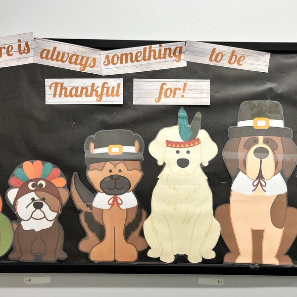 Thankful Pups - Fall - Thanksgiving - November Bulletin Board Kit - Etsy