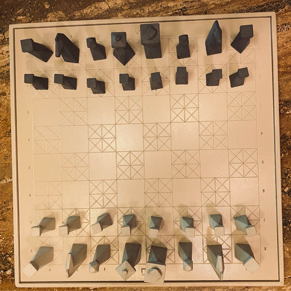 Modern Chess Set, Resin Chess Pieces, Handmade Unique Chess Set W ...