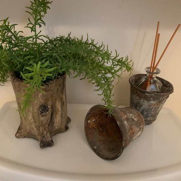 Tall Skinny Concrete Tree Stump Planter - Etsy
