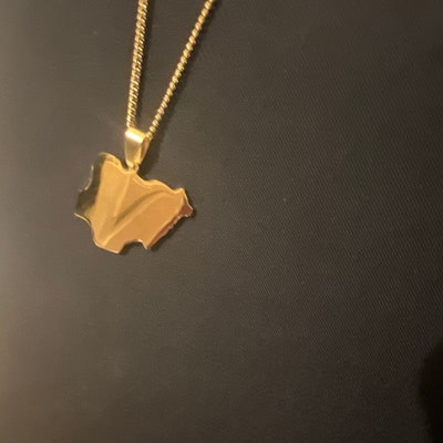 Beautiful Iraq Map Contour Pendant With Small Heart Charm Necklace ...